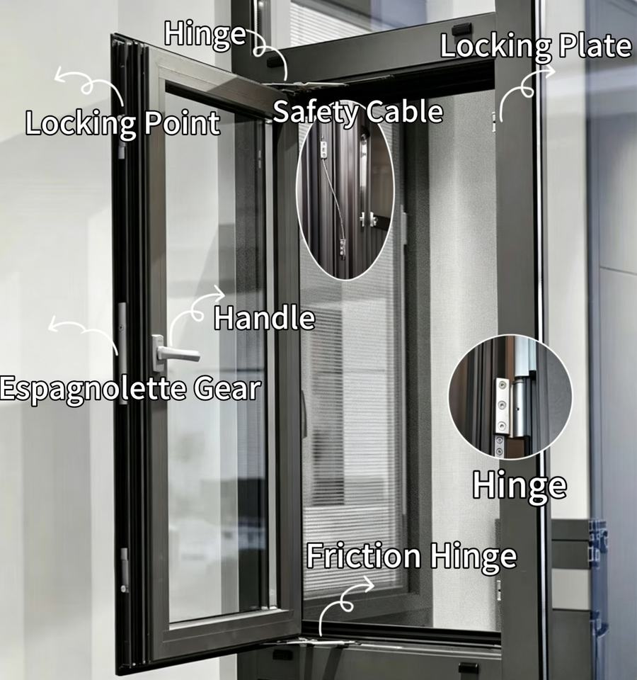 Full Integrated Screen Thermal Break System Outward Casement Window ...