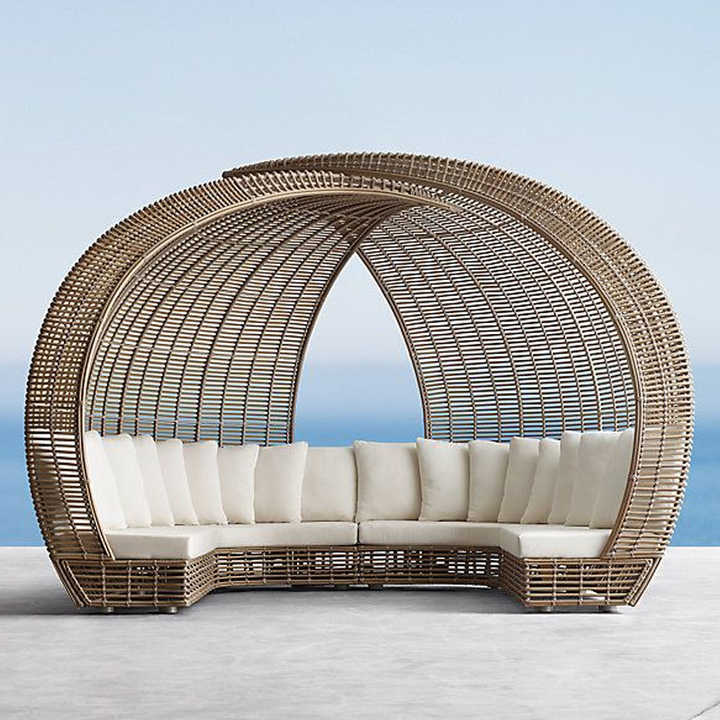 All Weather PE Plastic Rattan Daybed - Outdoor Sun Loungers