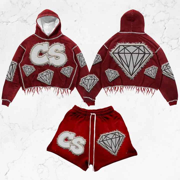 Men's Hoodie Customized - Distressed Applique Embroidery