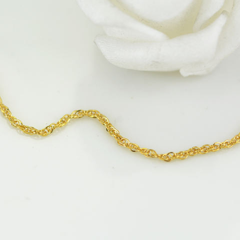 9k Real Gold Plated Rope Chain 2mm Men Chain Necklace Women Chains 16 ...