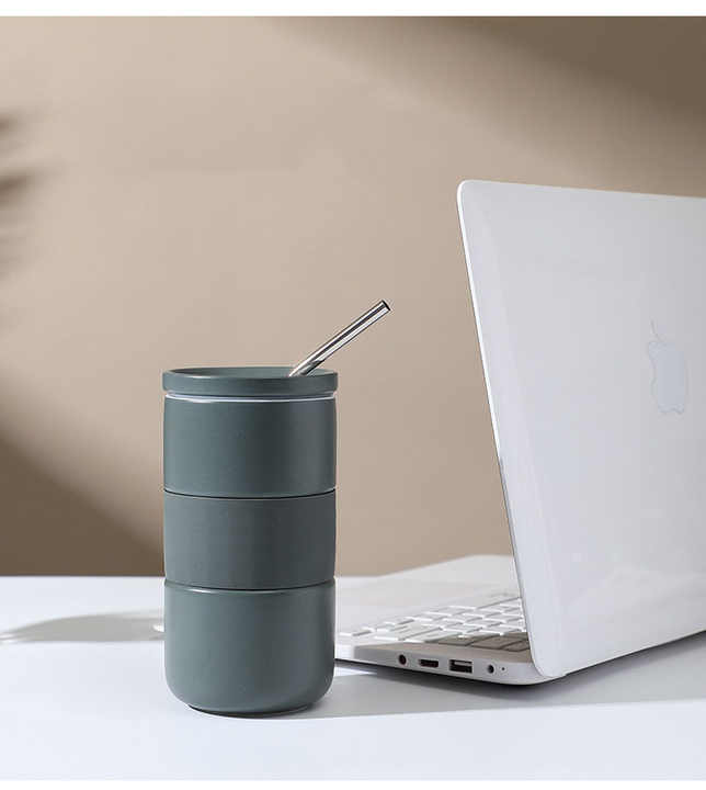 10 Ounces Reusable Ceramic Coffee Mugs with Silicone Sleeve