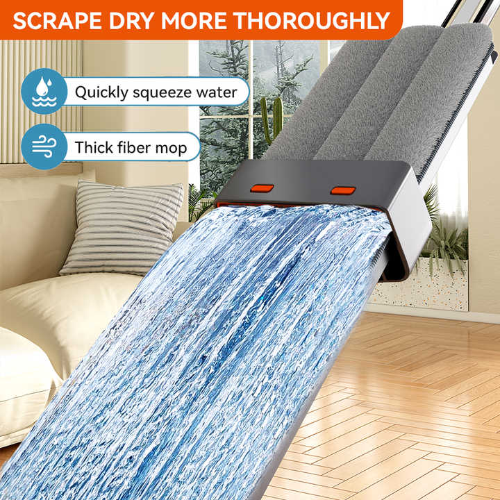 Premium 45cm Microfiber Flat Mop Double Scraper Lightweight High ...