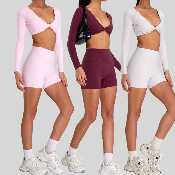 Cherry Red Soft Active Wear Yoga Set Sportswear Two Pieces Yoga Suit Gym Fitness Yoga Sets for ...