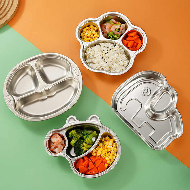 Durable Stainless Steel 304 Compartments Food Tray Shatterproof Cartoon ...