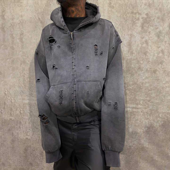Streetwear Custom Distressed Heavy Weight French Terry Hoodies Blank ...