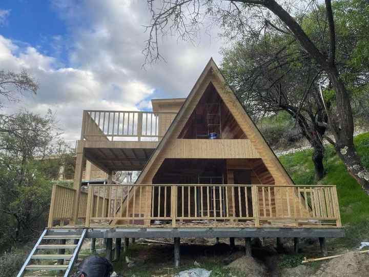 Triangle Shape Prefab Wood House for Hotel or Living Room