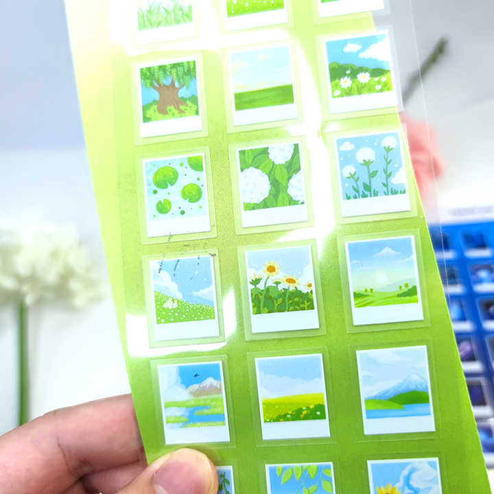 Custom Holo Transparent Clear Sticker on Sheet with Backing Card Set