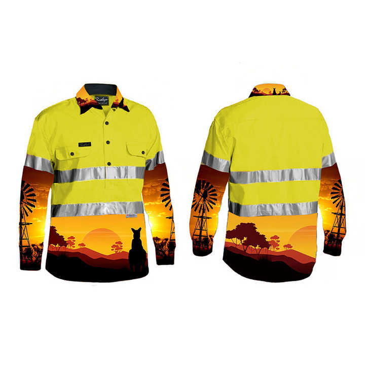 Custom Pattern Fashion Reflective Safety Hi Vis Long Sleeves
