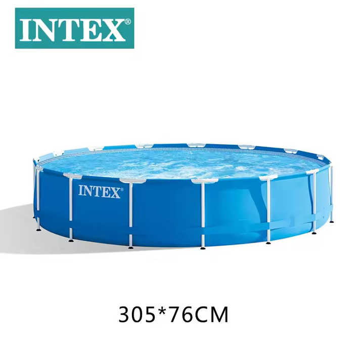 INTEX 28200 305*76cm Round Blue Family Fun Frame Above Ground Steel ...