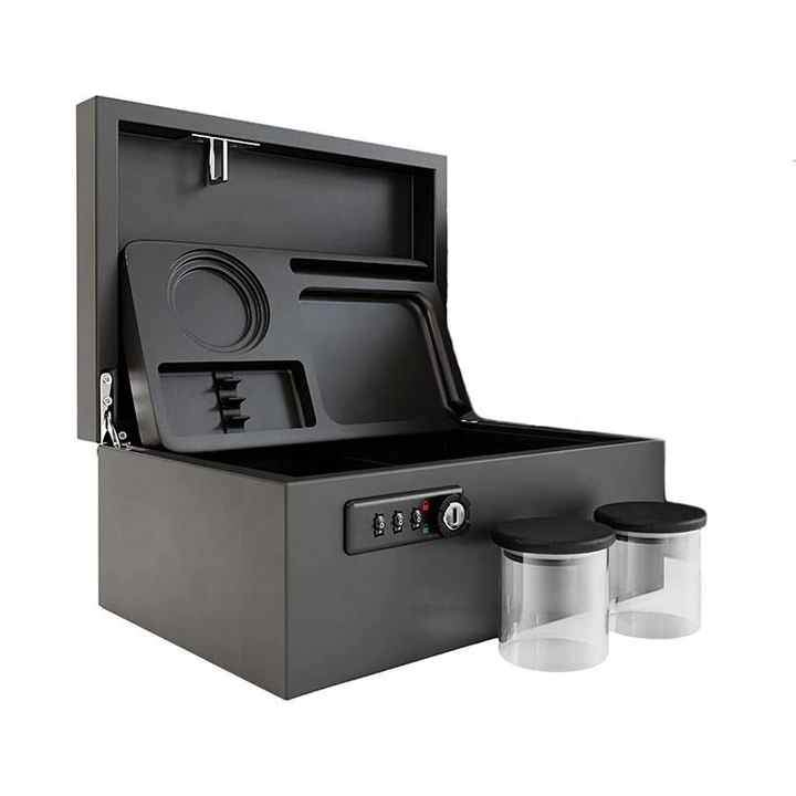 Extra Large Black Painted Wooden Stash Box with Rolling Tray Rectangle ...