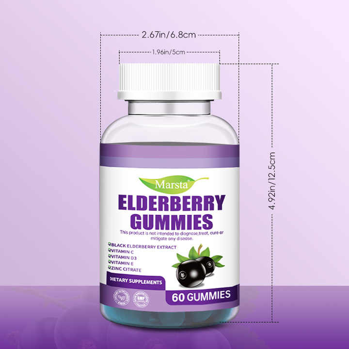 Elderberry Gummies with Vitamin C & Zinc Fruity Flavored Healthy Candy ...