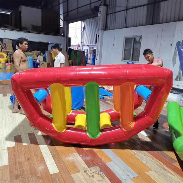 Kids red PVC water floating fun inflatable rocking seesaw for pool ...