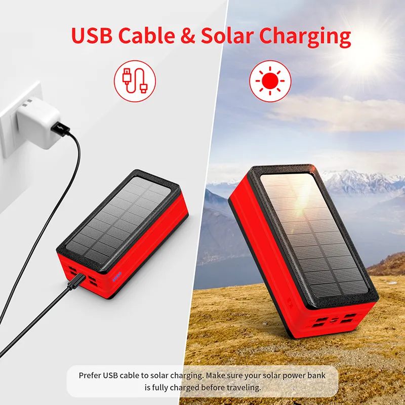 Portable Ultra Slim 50000mAh Solar Wireless Power Bank with IP66 ...