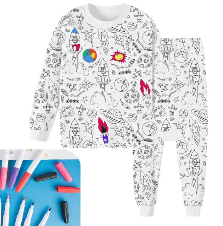 Kids Pajamas - Doodle Color Me Sets with Custom Designs