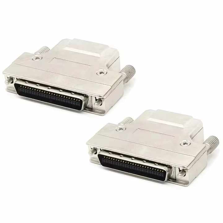 High Quality HPCN SCSI 50 Pin Male Connector MDR Cable Metal Hood Aluminum Housing Copper Nickel ...
