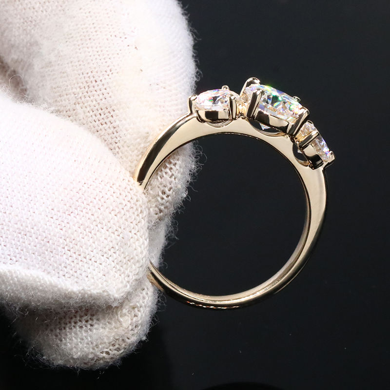 14K 18K Gold Jewelry GRA Certified Total 2.2CT Moissanite Trilogy Ring ...