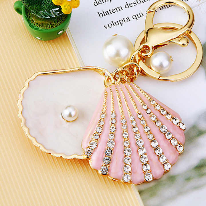 Fashion Pearl Sea Shell Luxury Keychain or Phone Pendent Beads Keychain ...