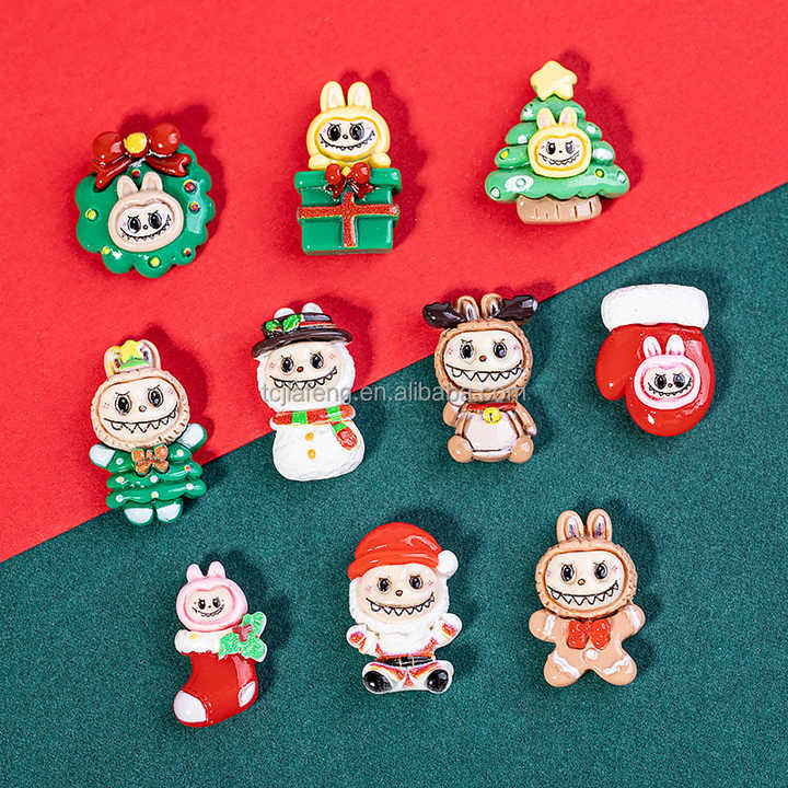 Artecho Christmas Theme Resin Charms Labubu Craft for DIY, Holiday Gift ...