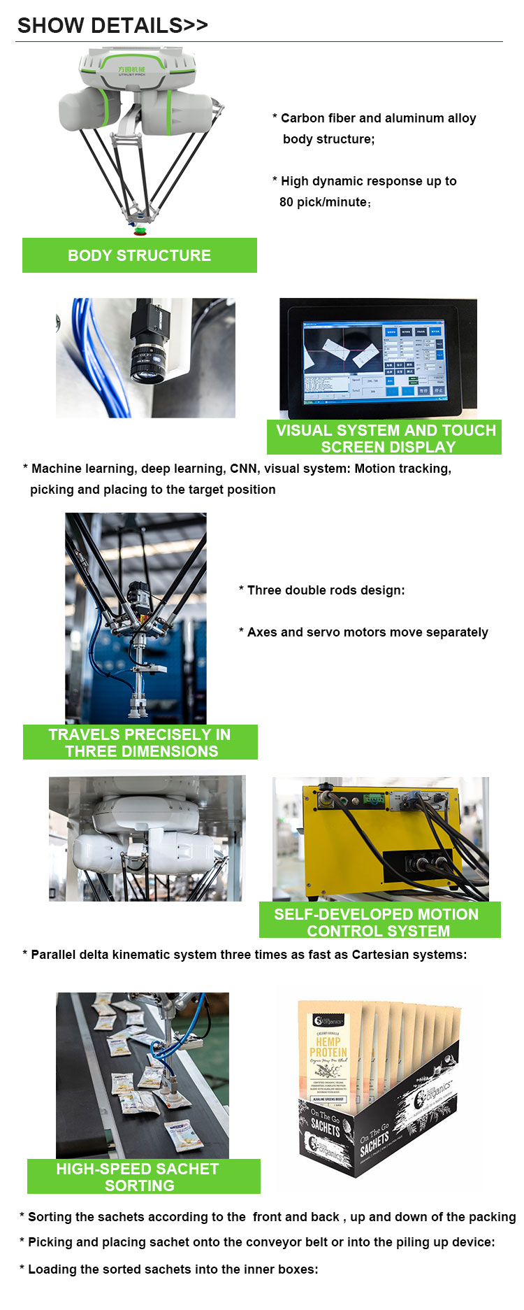 Pick & Place Robot Delta Arm Price Automated 3 Axis Delta Robot Case Packer Products from ...