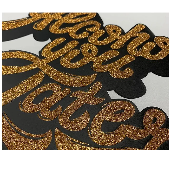 Custom Dtf Glitter Transfer Stick Heat Press Stickers Glitter Screen ...