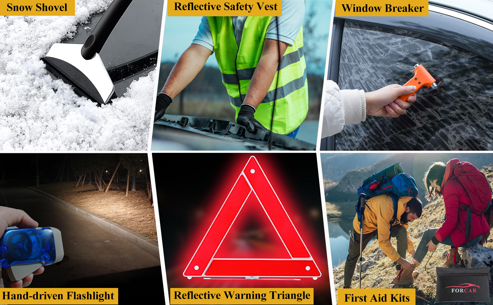 Car roadside emergency safety tool kit bag with jumper starter first ...