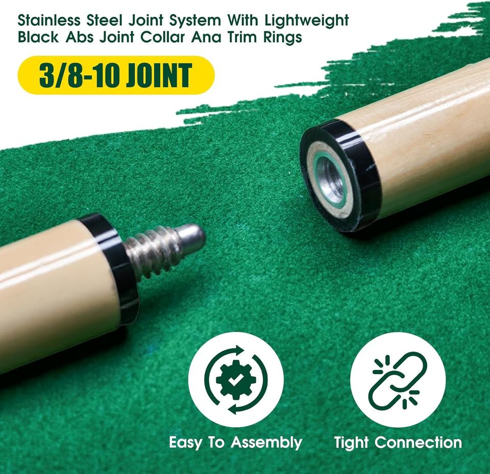 Center Joint Stainless Steel Pool Cue Sticks-42"/48"/58" Lengths 13mm ...