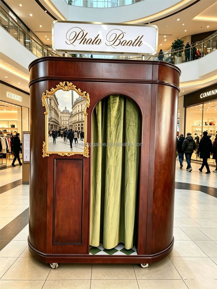 Custom Logo Retro Wooden Photo Booth Machine Instant Print Selfie ...