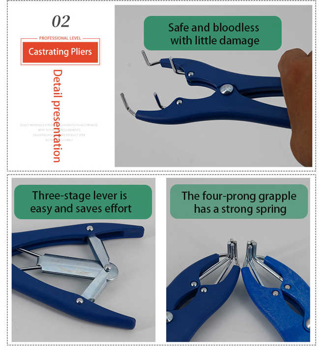 Bloodless Castration Plier and Rubber Ring with Plastic Handle Applicator CE Certified Class III ...