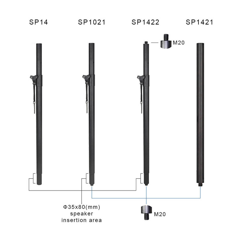 DBK SP14 Stereo Column Speaker System with Subwoofer Connector for PA ...