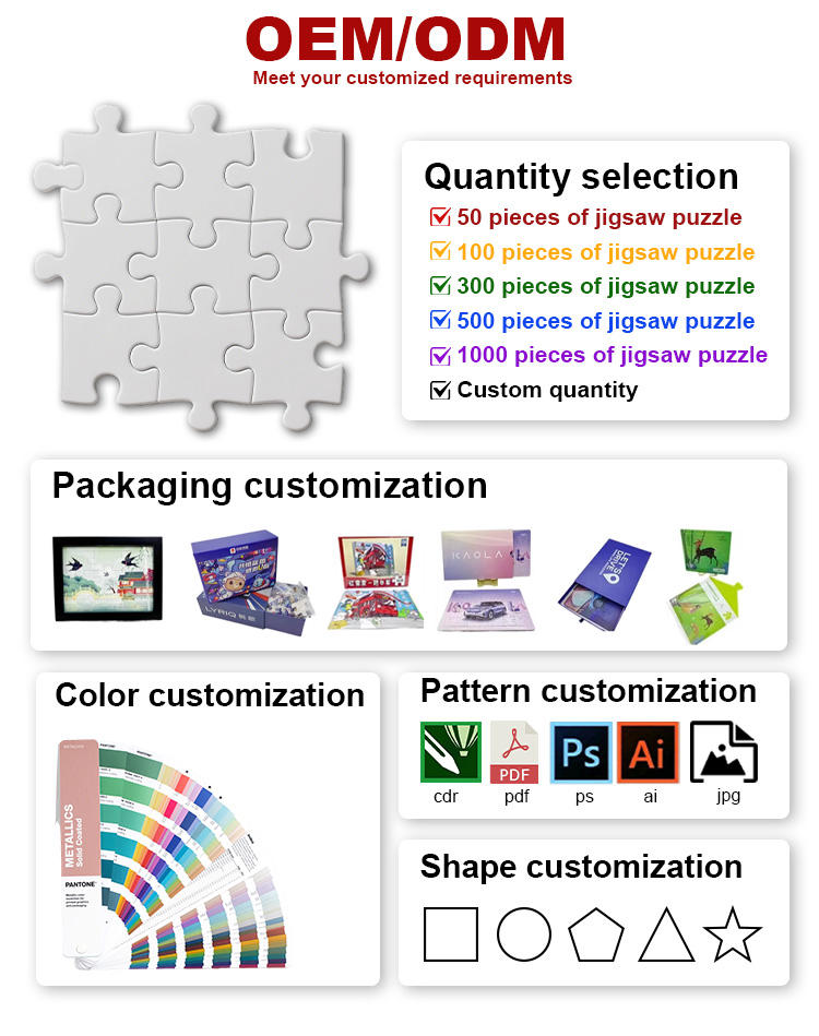 Wholesale 100 Pieces Custom Paper Jigsaw Puzzle DIY Toy Game Puzzles ...
