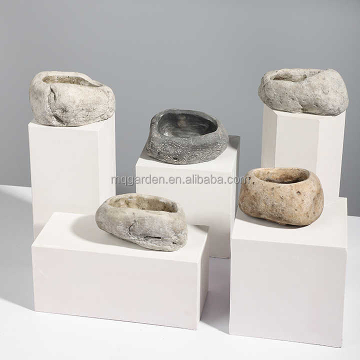 Modern Stone Shape Cement Pots - Perfect for Garden Decor