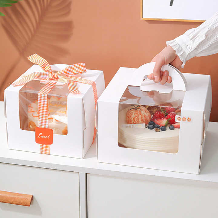 Customized Paper Cake Box with Handles - Foldable & Stylish
