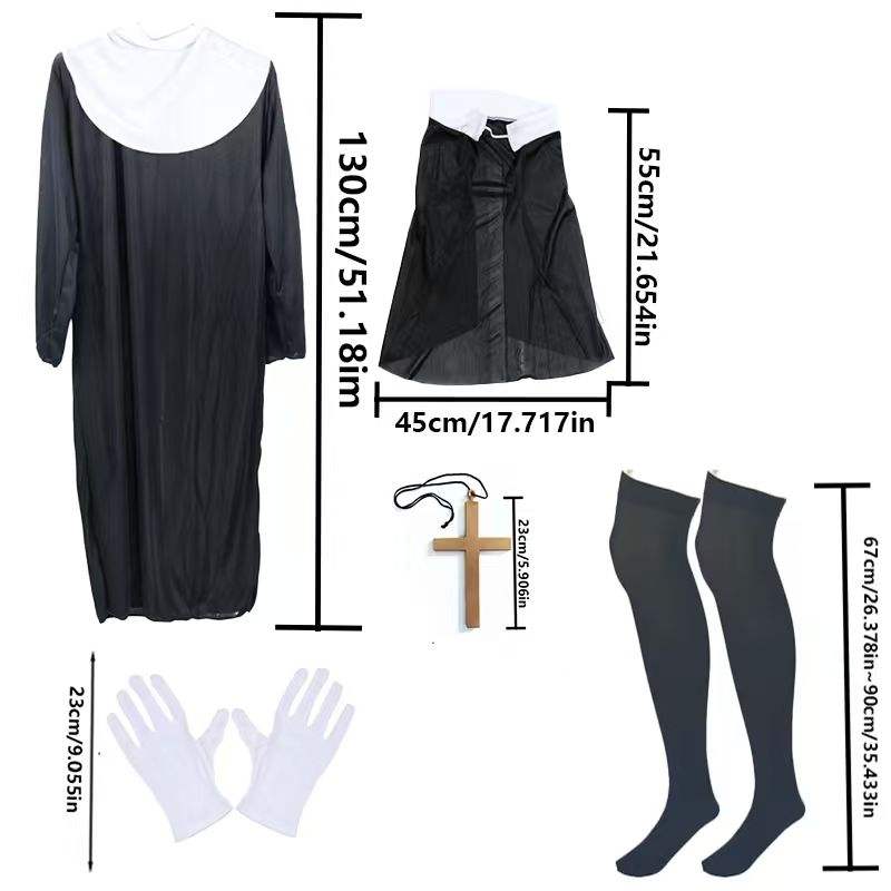 PESENAR 5 Pcs of Nun Costume Outfits, Suitable for Nun and Clergy Theme ...