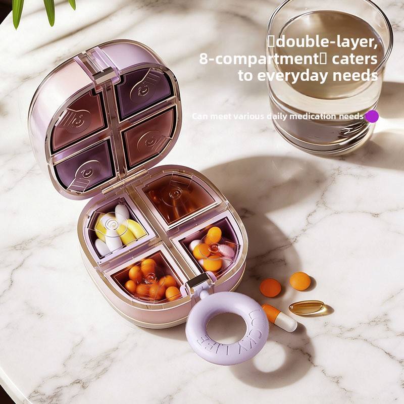 Magnetic Cube Pill Box LUCKY LIFE AL149 Portable Divided Container for ...