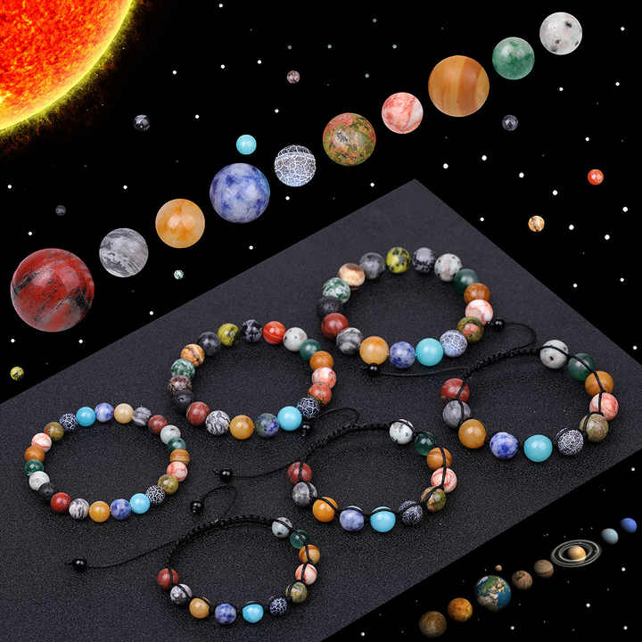 8mm 10mm 12mm Space Star Stone Bracelet - Adjustable & Stylish