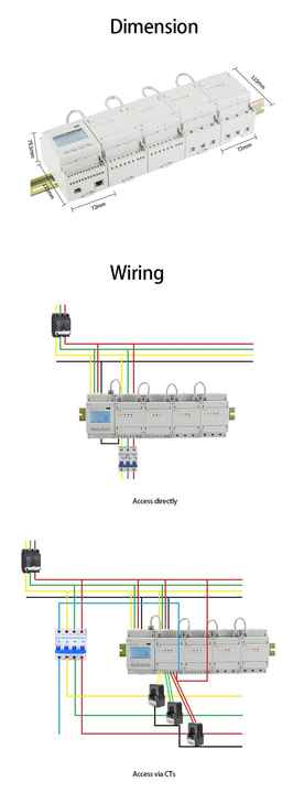 Multi Circuit 1 Phase Rs485 Acrel ADF400-36 Meter Din Rail Mounted ...
