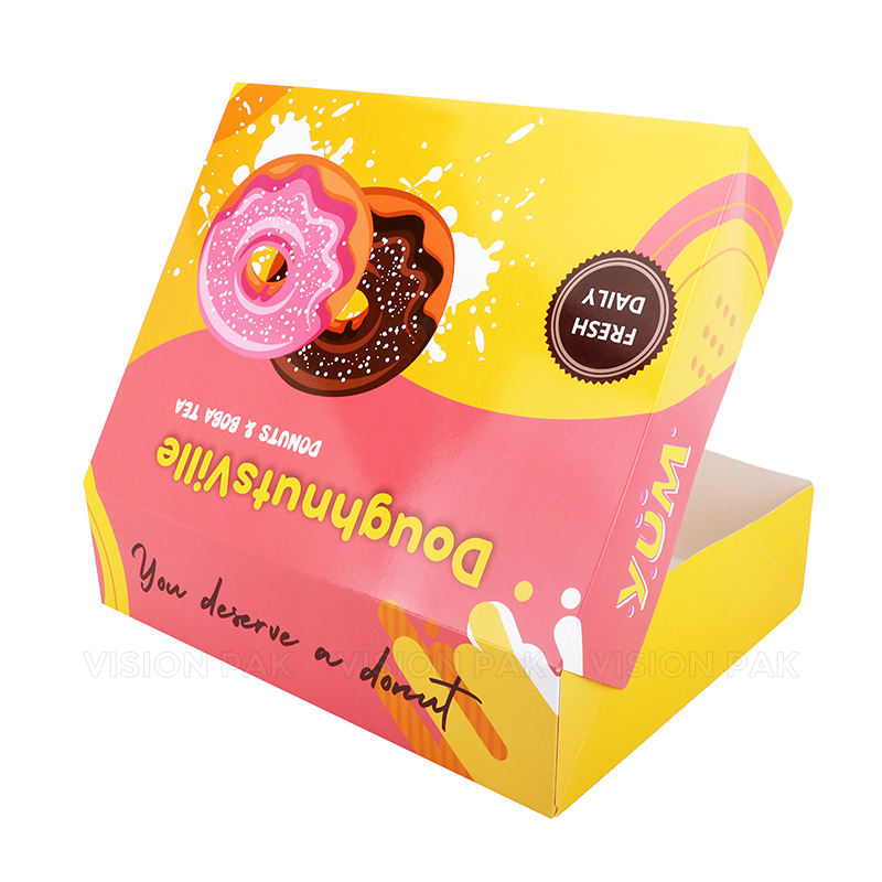 ECO-Friendly Donut Box with Handle Matt Lamination and Embossing for ...