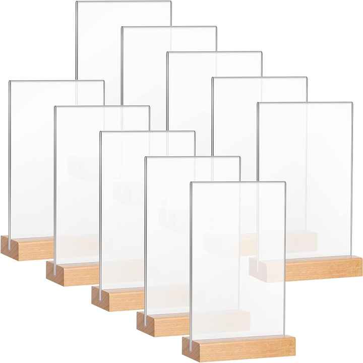 Acrylic Advertising Poster Stand A5 with Wood Base | Durable Table Sign ...