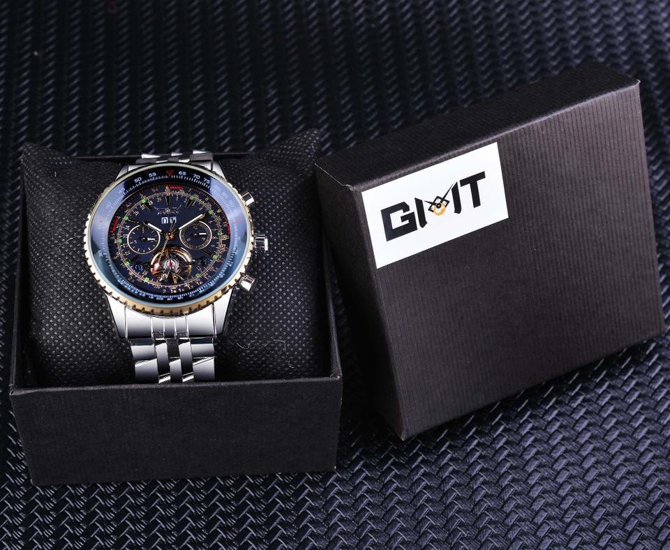 Jaragar Flying Series - Premium Mens Watch with Golden Bezel