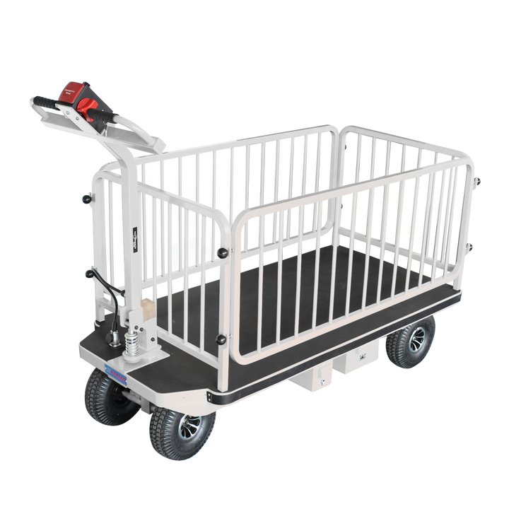 Hand Pull Electric Trolley with Guardrail for Industrial Use