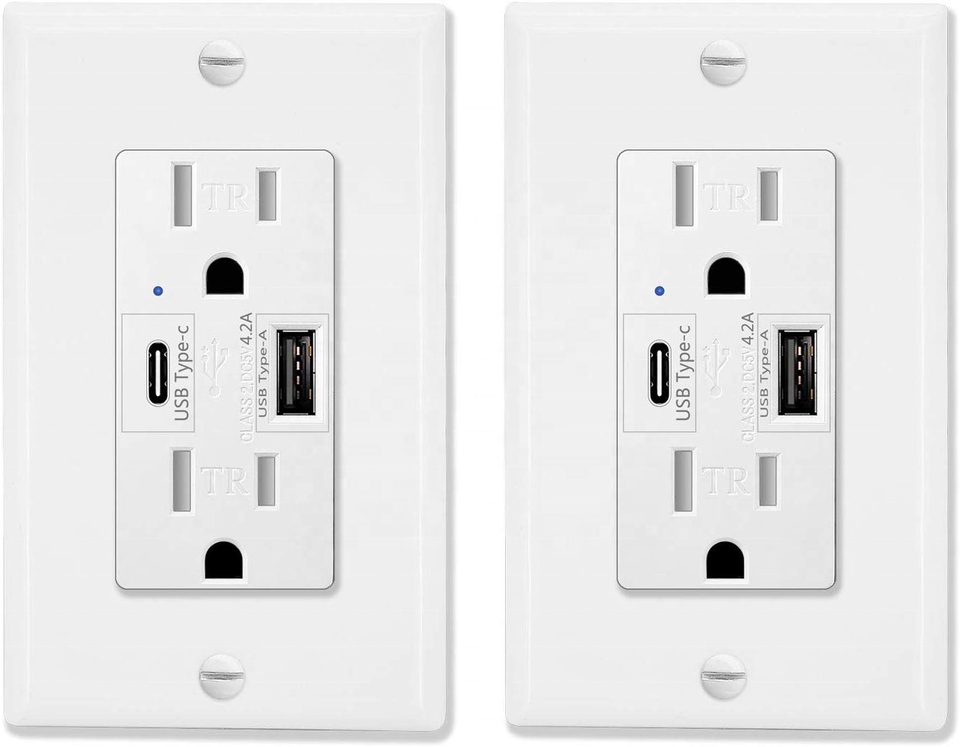 15A 125V American Type a & C USB Charger Receptacle 2 Outlets NFC ...