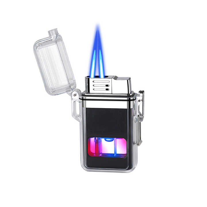 Transparent waterproof and visible gas lighter, direct blue flame and ...