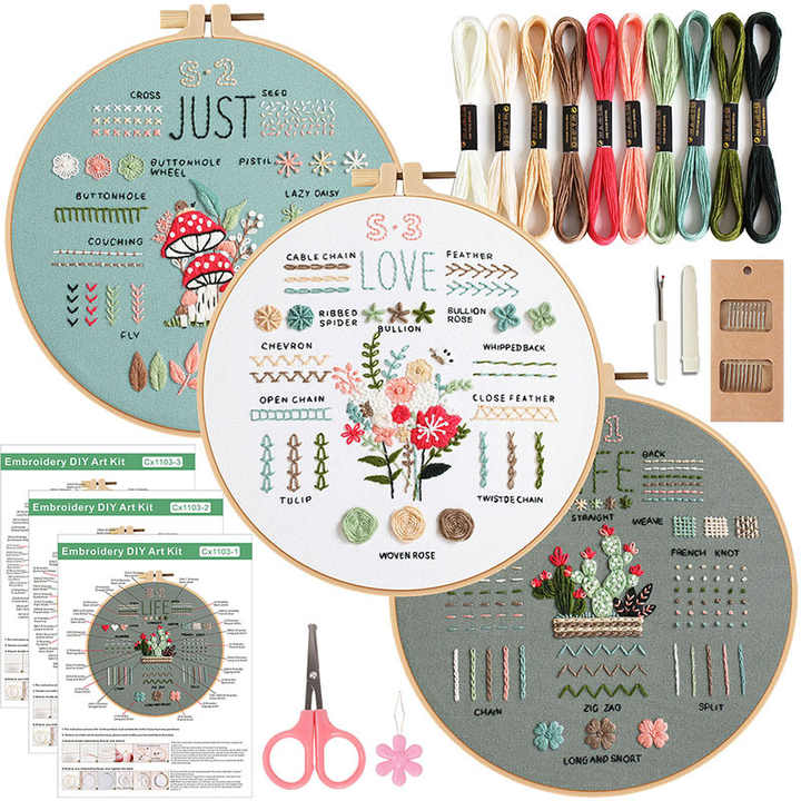 Diy Embroidery Crafts Kit Stitches Starter Practice Cross Stitch ...