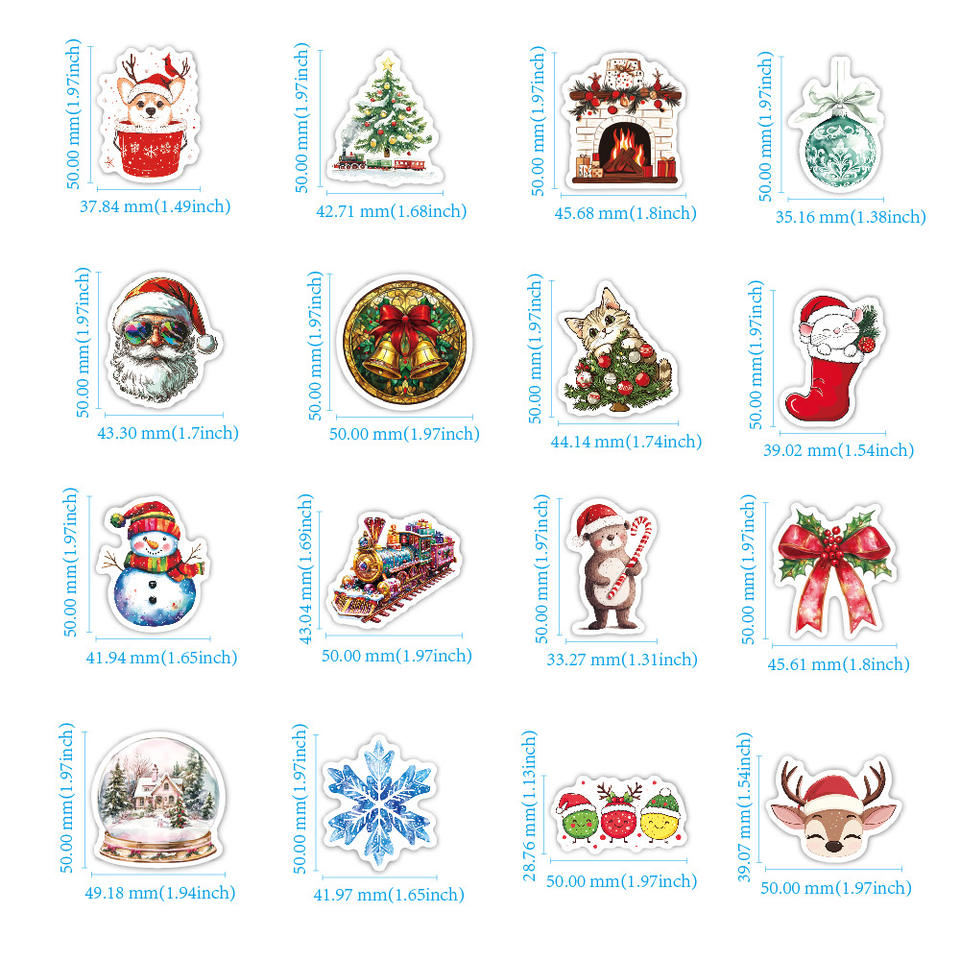50P/set Cartoon Santa Claus Snowflake Gingerbread Man Bell Wreath ...