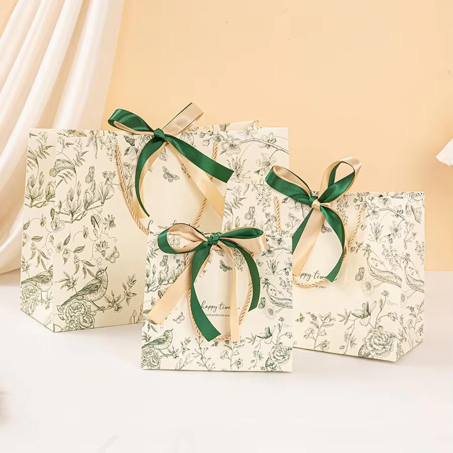 Luxurious Style Floral Biodegradable Wrapping Paper Bag Ribbon Shopping ...