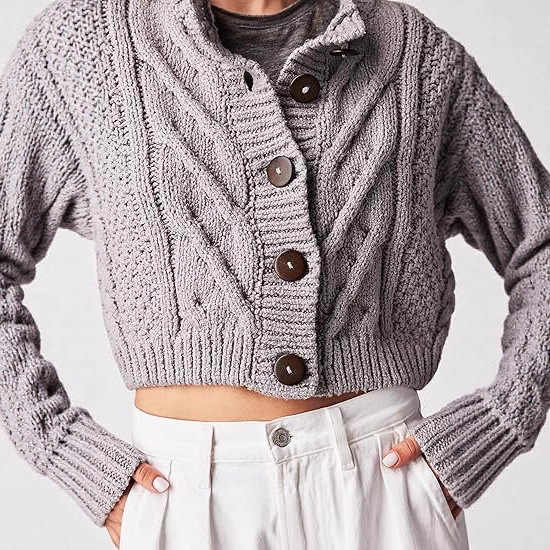 European American Retro Short Twist Knit Cardigan Loose Autumn Casual ...