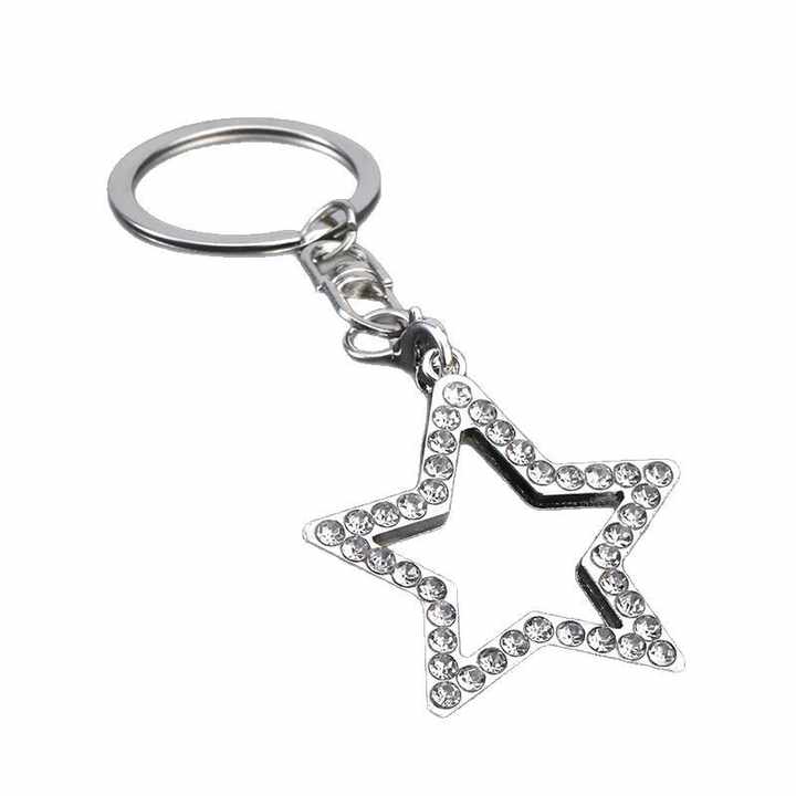 Yujiantong Five-pointed Star Diamond-encrusted Keychain Metal Heart Key ...