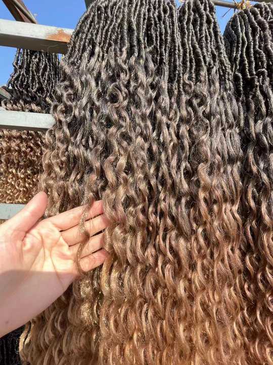 24inch New Pre-looped Deep Wave Fauxs Locs Nu Goddess Bohemian Crochet ...