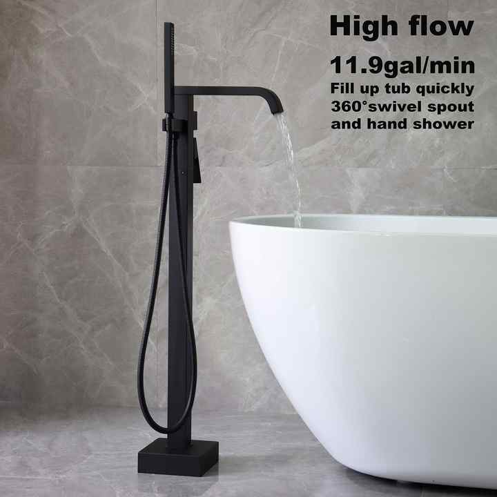 Modern Freestanding Claw Foot Bathtub Faucet High-Flow Brass Waterfall ...
