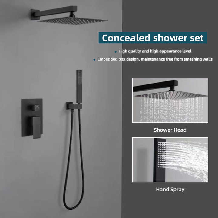 Black Brass Wall Mounted Shower Faucet - Modern & Durable